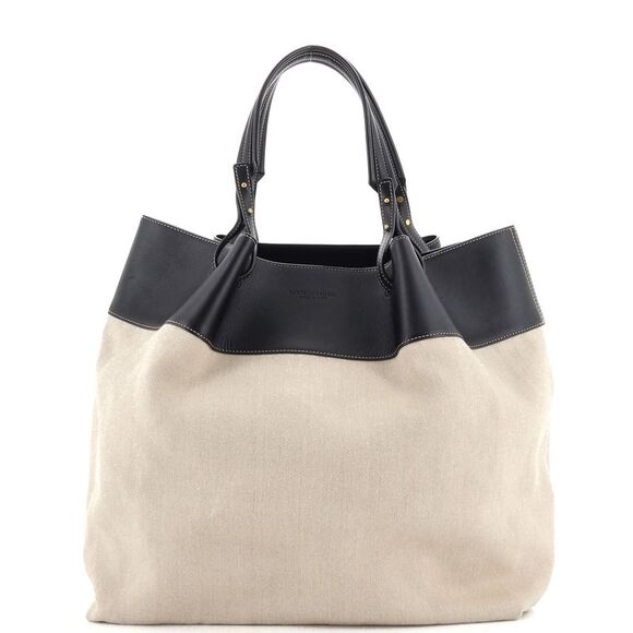 Bottega Veneta | Bags | Bottega Veneta Quad Open Tote Linen And Leather ...